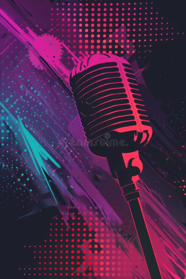 Blue-violet Gradients Music Concert Poster with a Microphone Stock ...