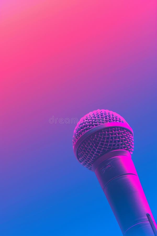 Blue-violet Gradients Music Concert Poster with a Microphone Stock ...