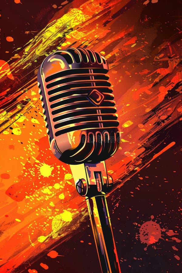 Blue-violet Gradients Music Concert Poster with a Microphone Stock ...