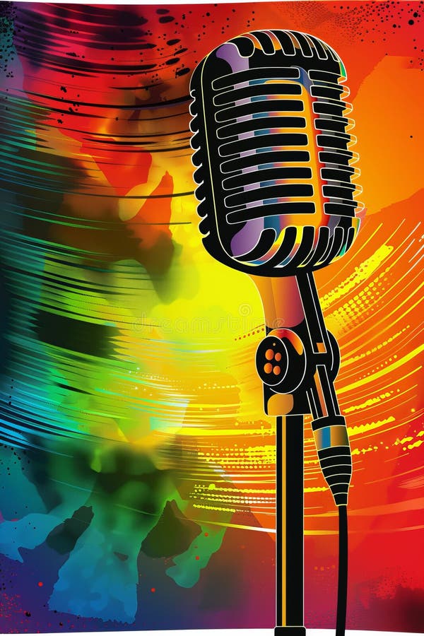 Blue-violet Gradients Music Concert Poster with a Microphone Stock ...
