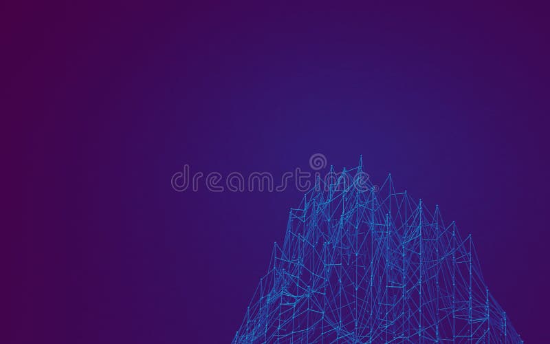 Blue Violet Negative Effect Abstract, Polygonal Rectangular Landscape ...
