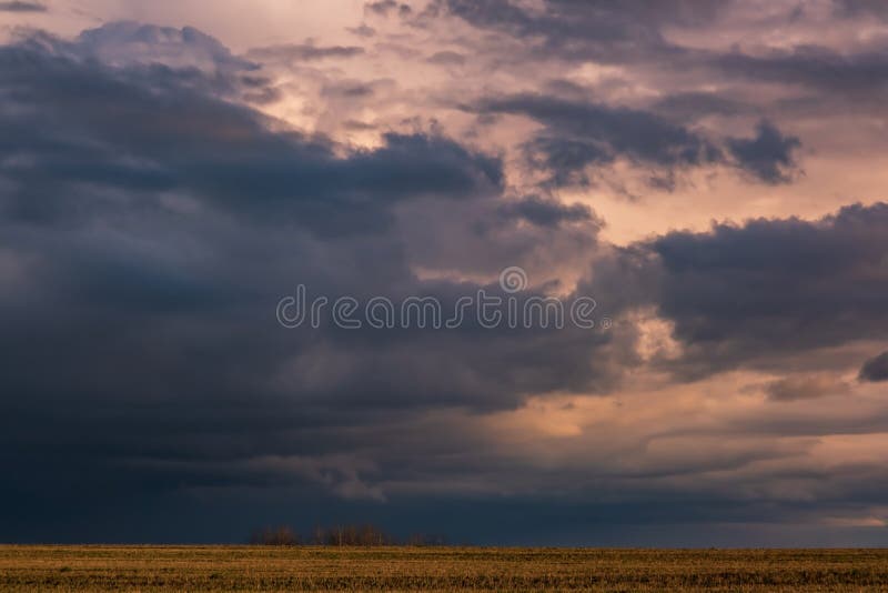Blue Violet Red Sunset Sky Background with Evening Curly Rolling Clouds ...