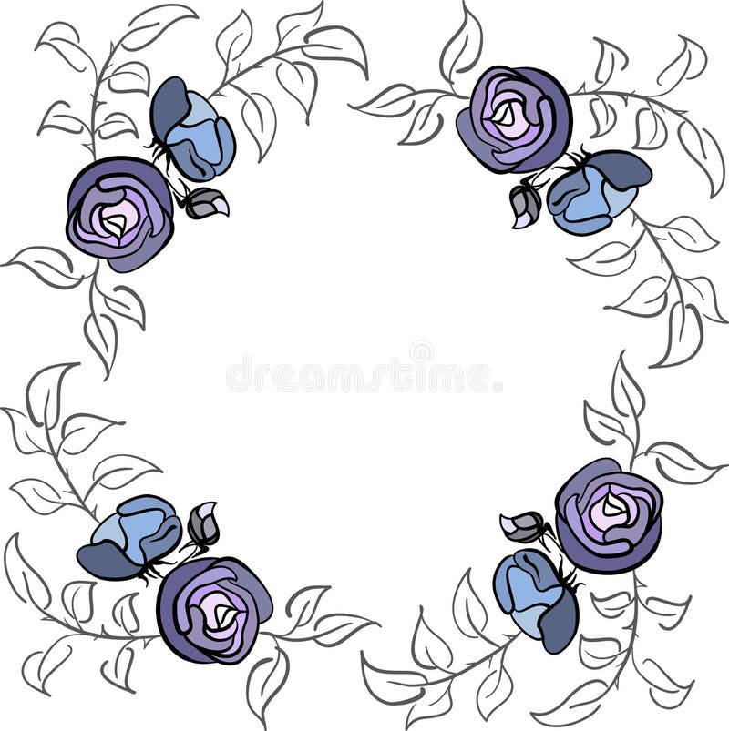 Blue and Violet Rose Border Stock Vector - Illustration of decorative ...
