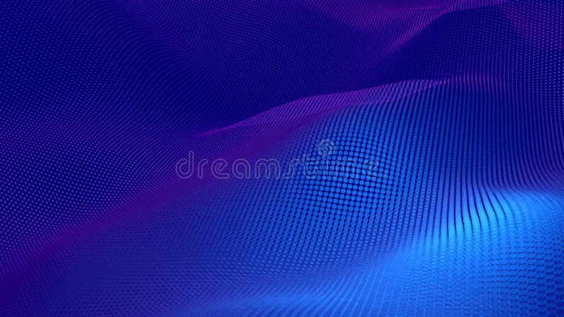 Blue and Violet Wave Points Terrain or Landscape Over Blue Background ...