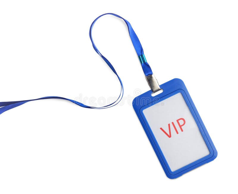 Blue Vip Badge Isolated on White, Top View Stock Photo - Image of ...