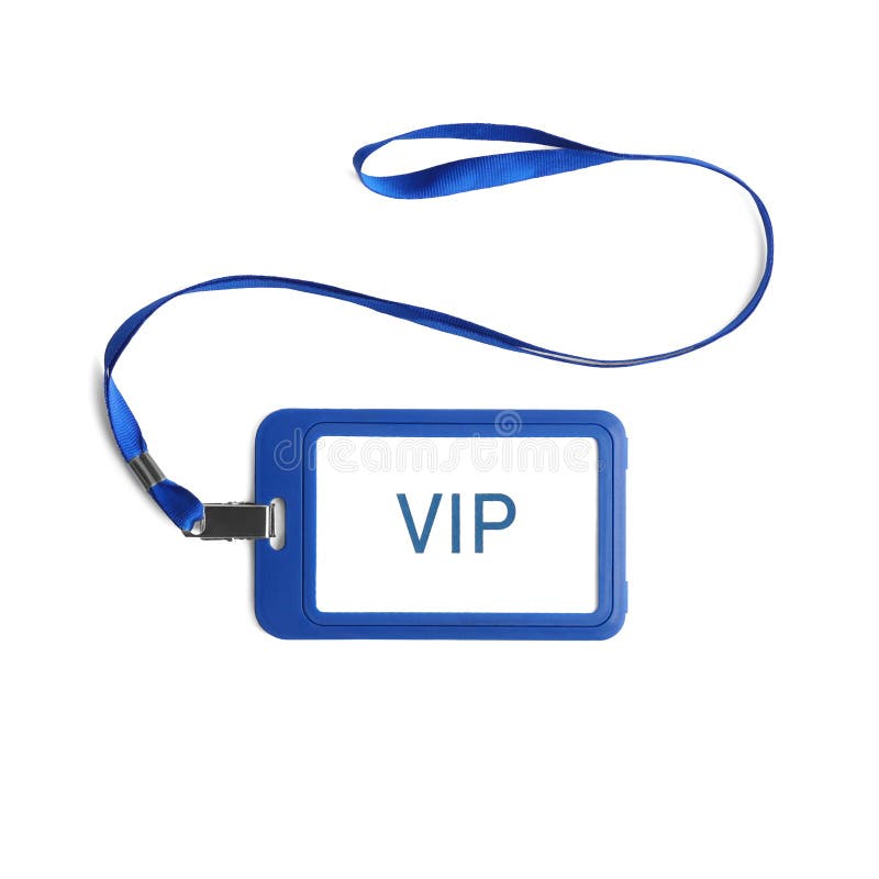Blue Vip Badge Isolated on White, Top View Stock Photo - Image of ...