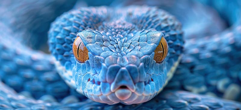 Blue Viper with Golden Eyes Stock Illustration - Illustration of ...