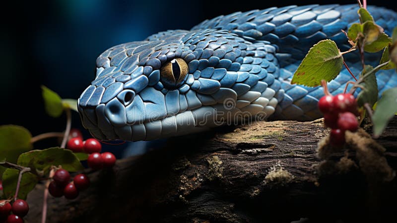 Blue Viper Snake Closeup Face Head of Viper Snake Stock Illustration ...