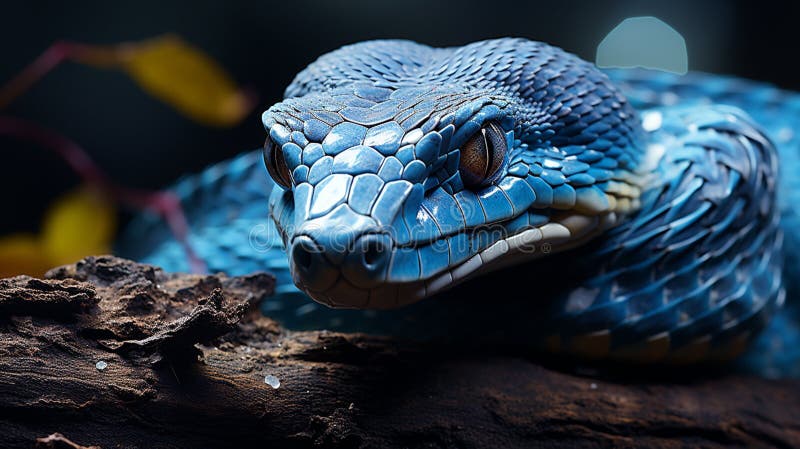 Blue Viper Snake Closeup Face Head of Viper Snake Stock Illustration ...