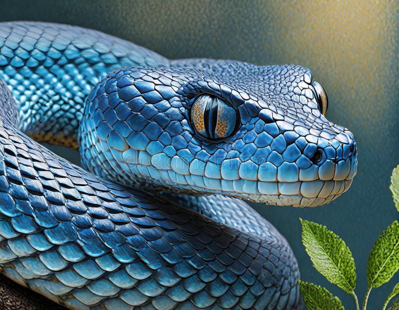 Blue Viper Snake Closeup Face Stock Illustration - Illustration of ...