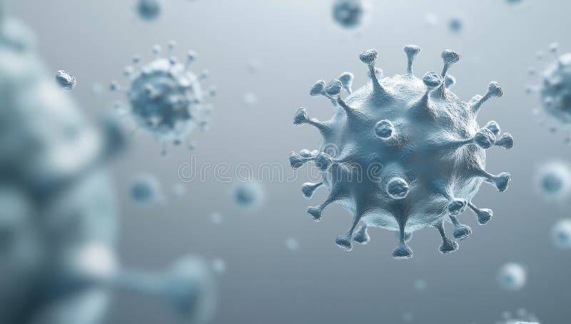 A Blue Viral Pathogen is Depicted in a Microscopic View through a 3D ...