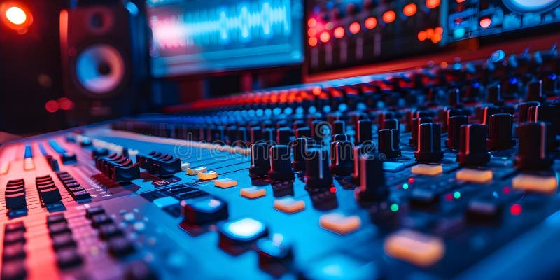 Blue Virtual Recording Studio with Advanced Equipment and Computer for ...