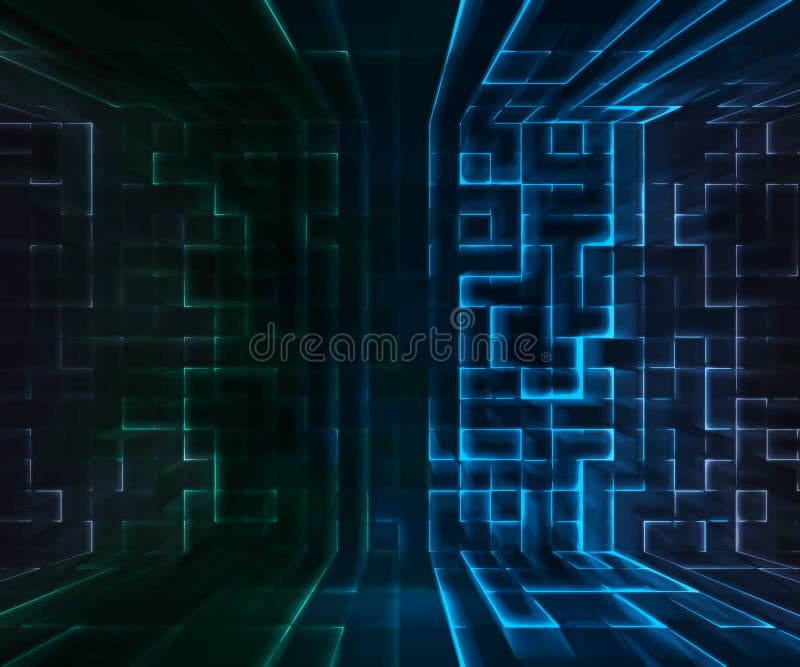 Blue Virtual Space Background Stock Illustration - Illustration of ...