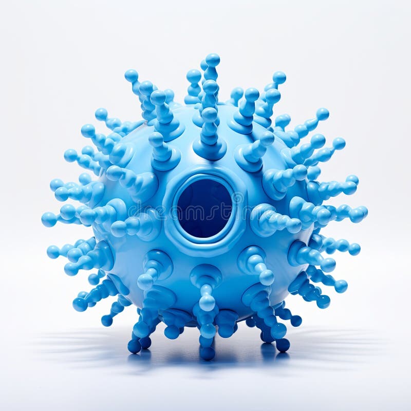 Blue Virus or Bacteria on a White Background for Science and Medical ...