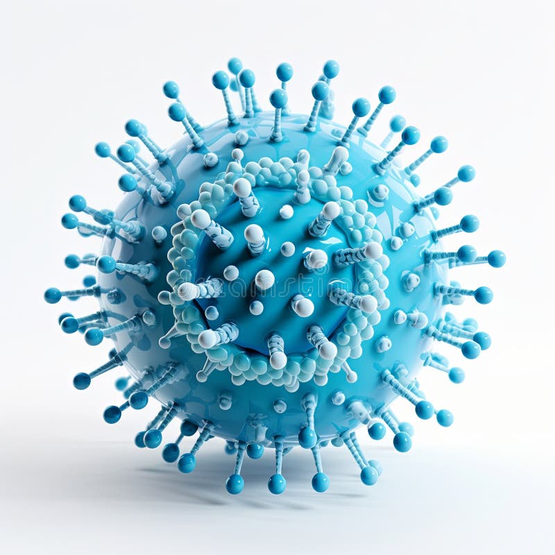Blue Virus or Bacteria on a White Background for Science and Medical ...