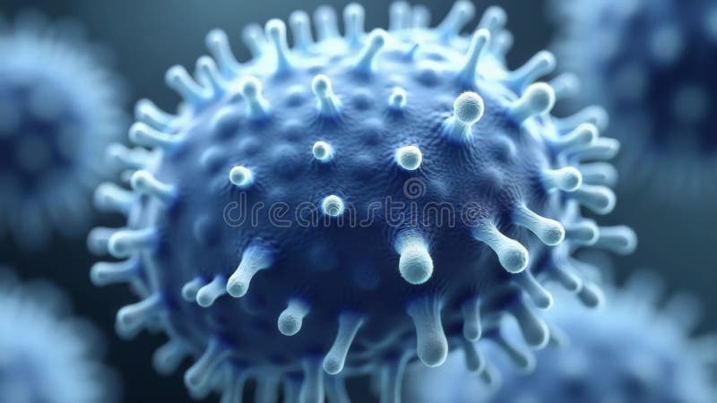 Blue Virus Cell Structure in Microscopic Environment, Medical Science ...