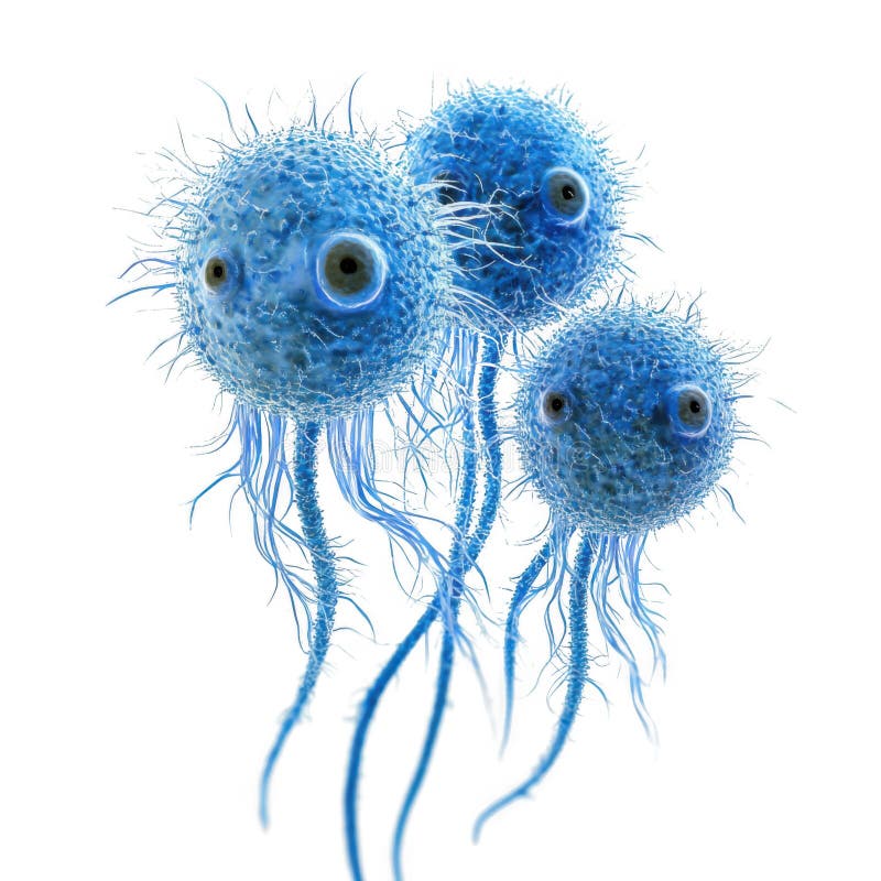 Blue Virus Cells on Transparent Background. Sperm Illustration Stock ...