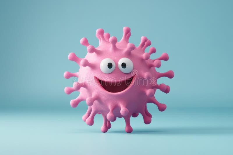 Blue Virus Character with a Sad Face, Generated by AI Stock Photo ...