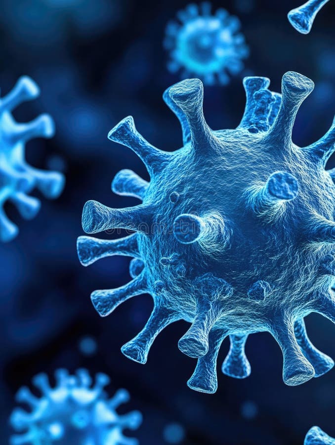 A Blue Virus is Shown in a Close Up Stock Image - Image of coronavirus ...