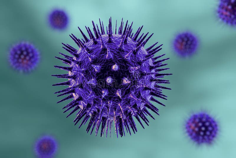 Blue Viruses on Colorful Background Stock Illustration - Illustration ...