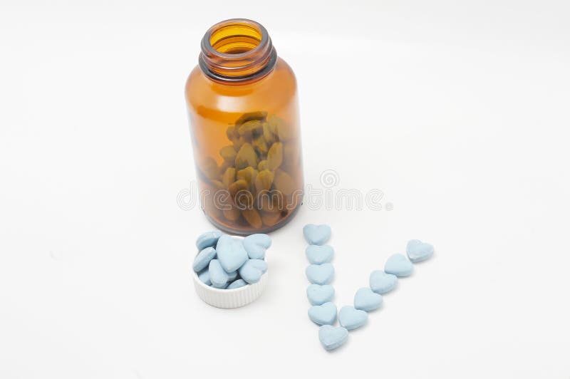 Blue vitamins with bottle stock image. Image of prescription - 31554699