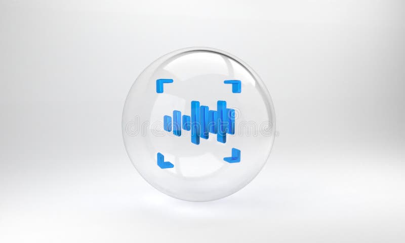 Blue Voice Recognition Icon Isolated on Grey Background. Voice ...
