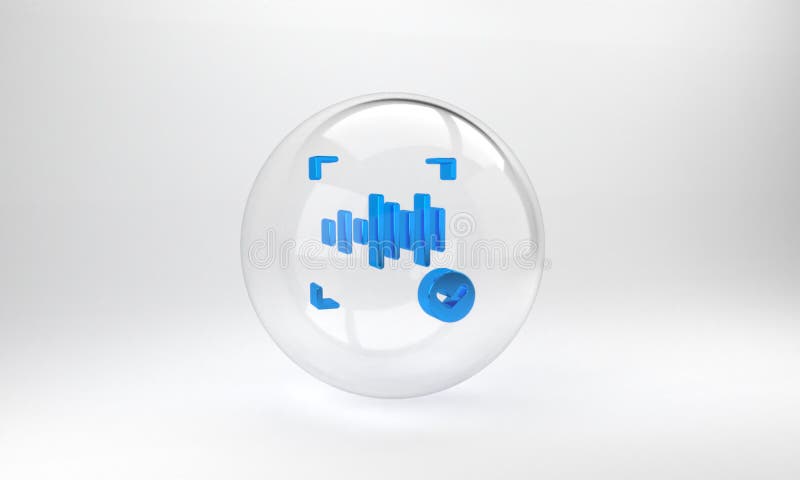 Blue Voice Recognition Icon Isolated on Grey Background. Voice ...
