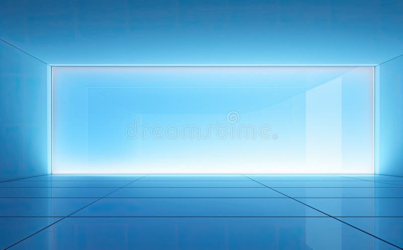 Blue Void in a Room with Light Shining, in the Style of Minimalist ...