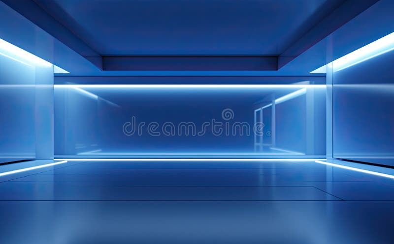 Blue Void in a Room with Light Shining, in the Style of Minimalist ...
