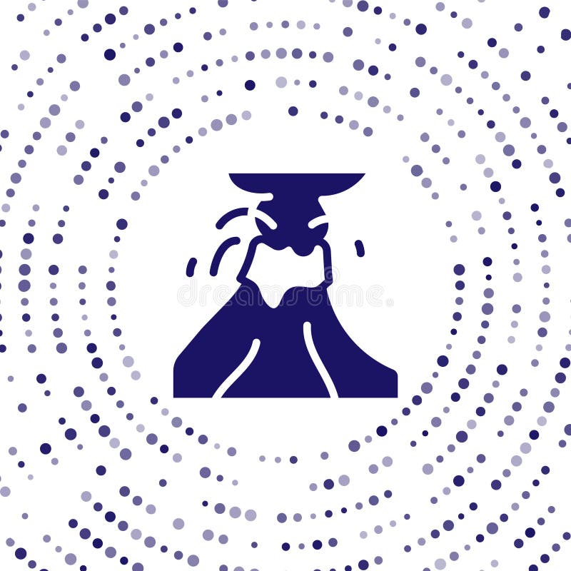 Blue Volcano Eruption with Lava Icon Isolated on White Background ...