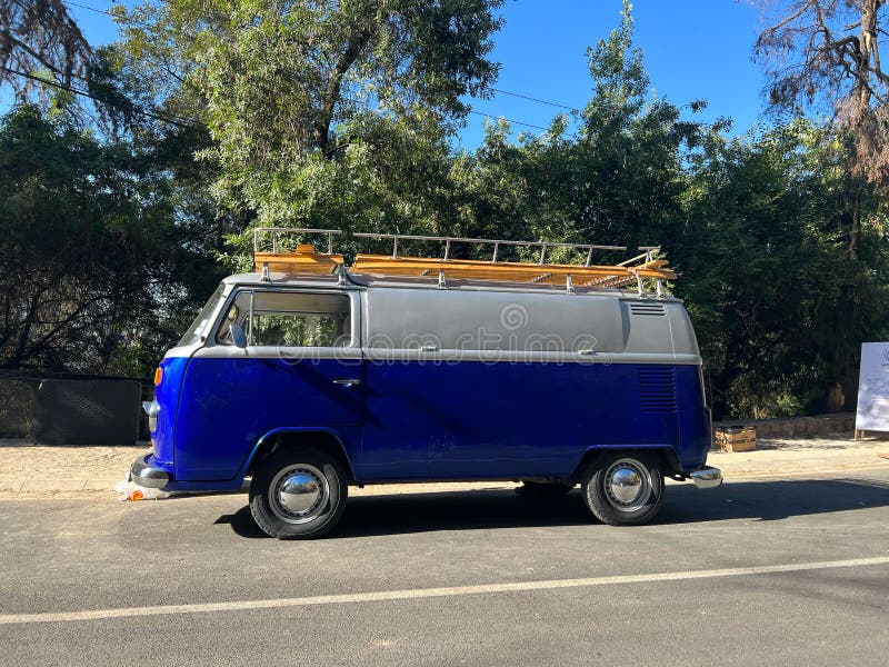 Blue Volkswagen Combi Minivan Westfalia Stock Photo - Image of camper ...