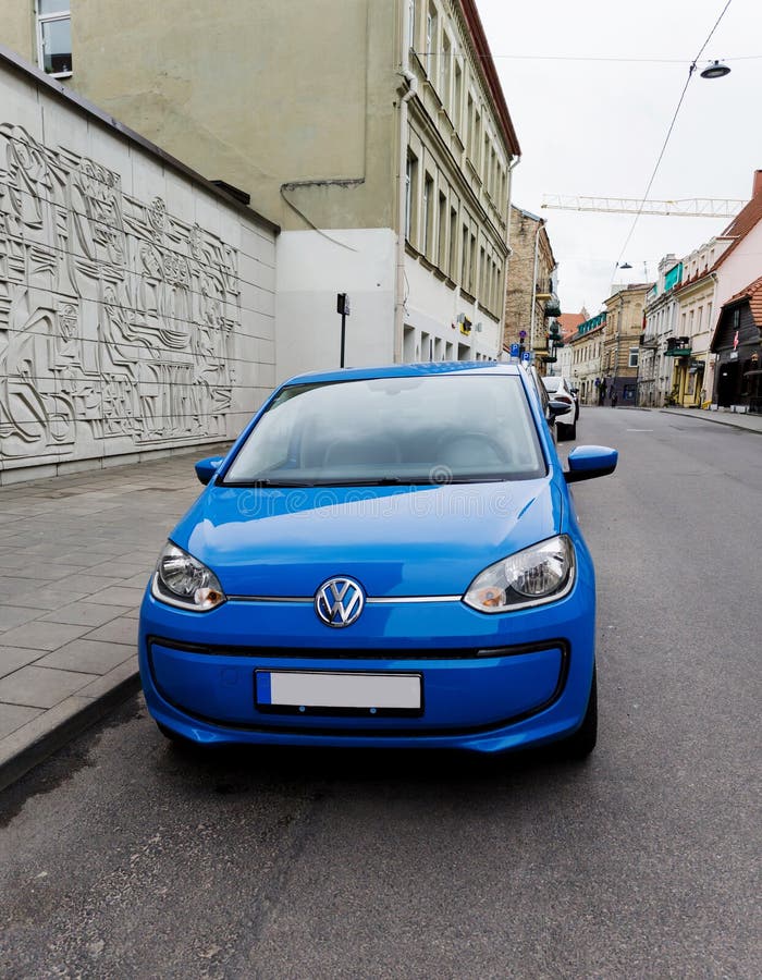 Blue Volkswagen e-Up editorial photo. Image of electricity - 313552176