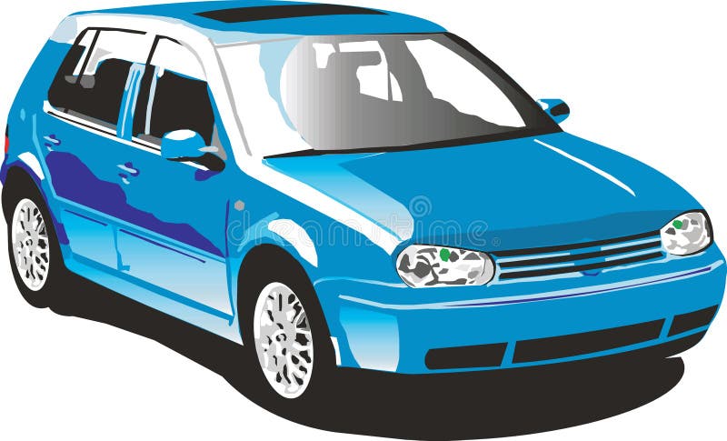 Blue volkswagen rabbit stock illustration. Illustration of golf - 6671796