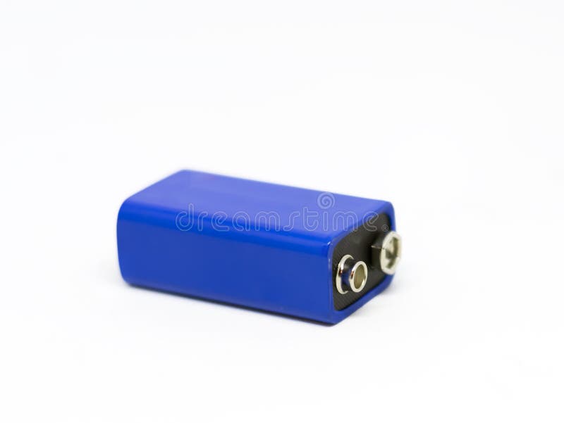 A Blue 9 Volt Battery Isolated on a White Background Stock Photo ...