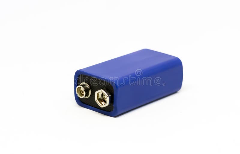 A Blue 9 Volt Battery Isolated on a White Background Stock Photo ...