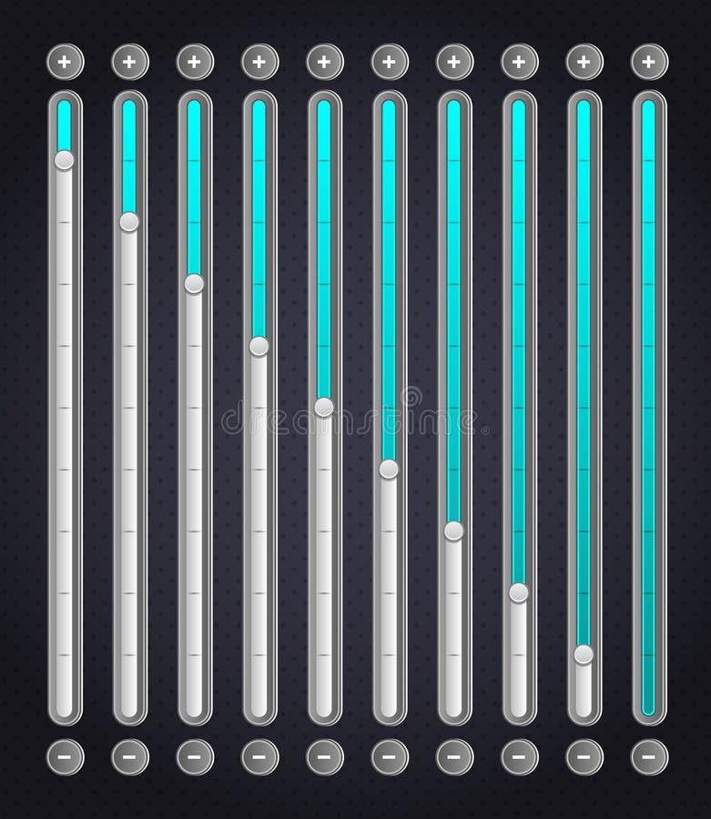 Blue Led Volume Meter with Multimedia Buttons Stock Vector ...