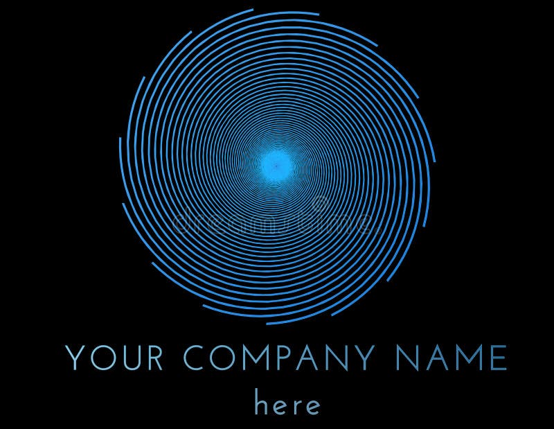 Blue Vortex Logo Template Over Black Background Stock Illustration ...