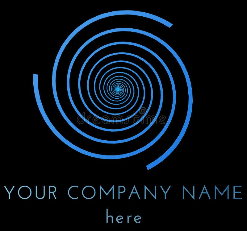 Blue Vortex Logo Template Over Black Background Stock Illustration ...