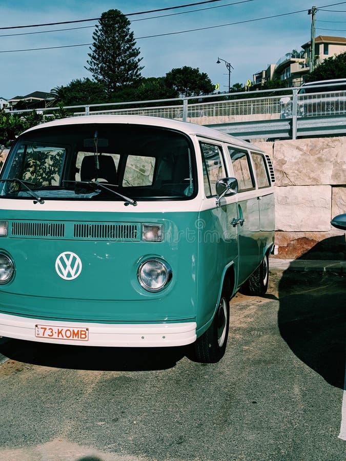 Blue vw kombi van editorial image. Image of processed - 175026145