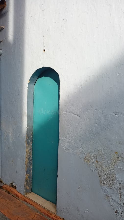 Blue Wall Circular Door Sun Light Reflection Stock Image - Image of ...