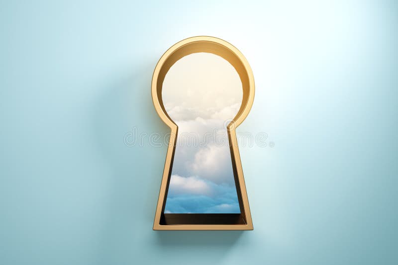 Golden key in keyhole stock illustration. Illustration of vintage ...
