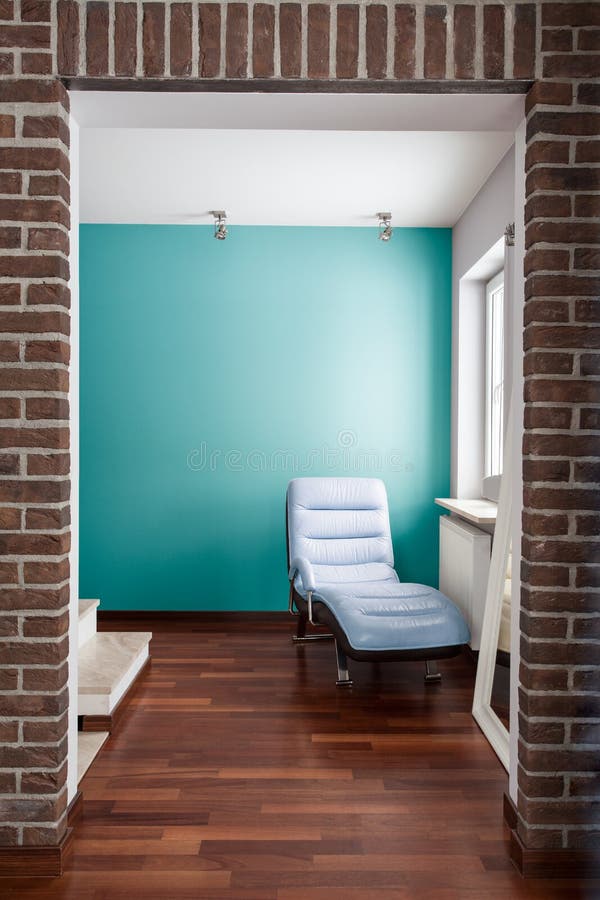 Blue wall in house s hall stock image. Image of comfortable - 44211349