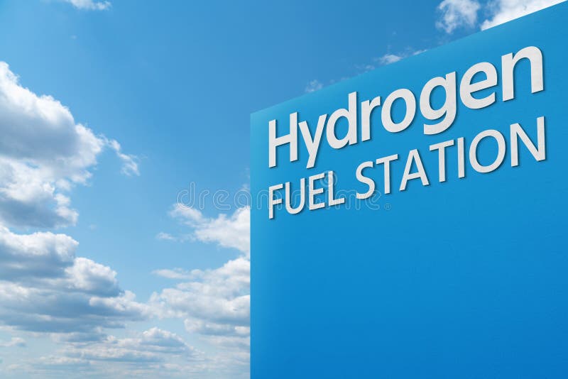 Blue Wall with Inscription HYDROGEN FUEL STATION Stock Illustration ...