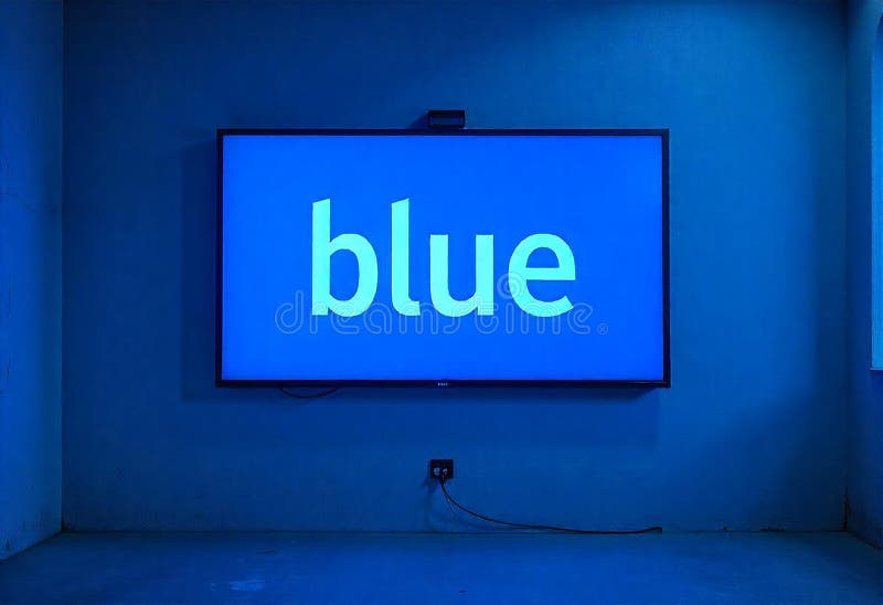 A Blue Wall with a Large Screen that Says Blue Stock Photo - Image of ...