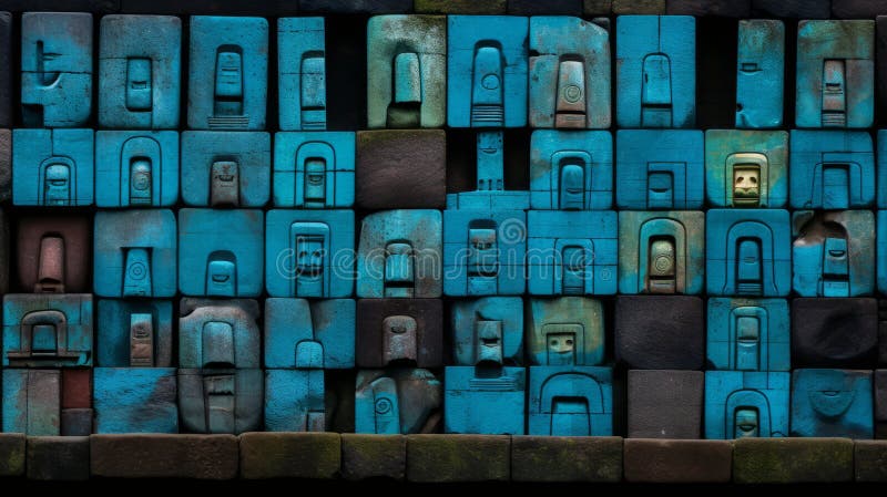A Blue Wall with Many Different Types of Locks on it Stock Illustration ...