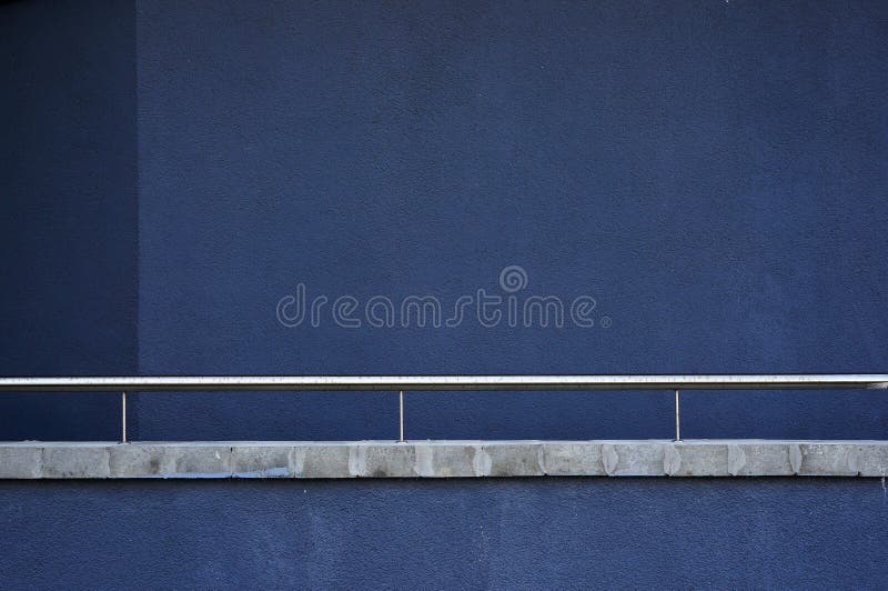 Blue Wall and Metal Railing. Architectural Background. Stock Image ...