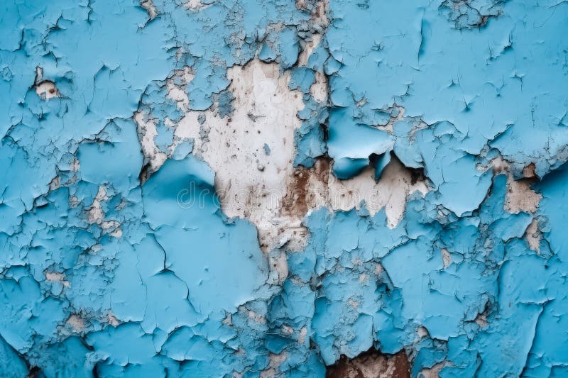 Blue Wall with Peeling Paint and a White Wall Behind it. Stock Image ...