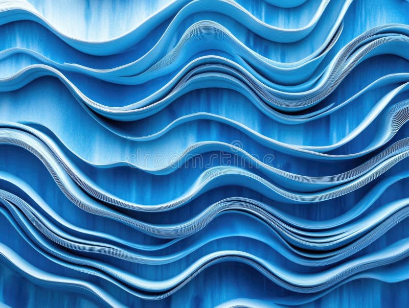 Blue Wall with Wave Pattern Stock Photo - Image of wall, generated ...