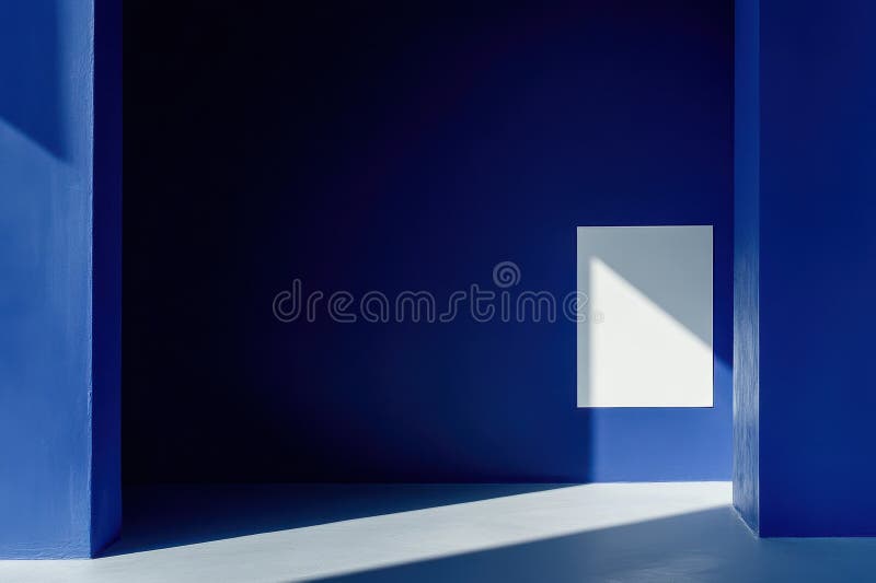 Blue Wall with White Rectangular Panel and Light Stock Illustration ...