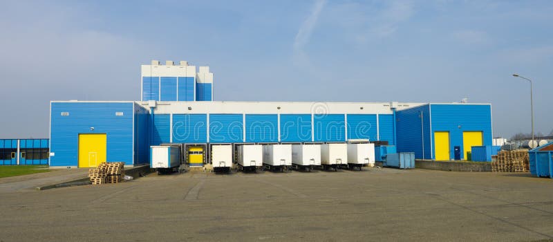 Modern blue warehouse stock photo. Image of industrial - 175724554